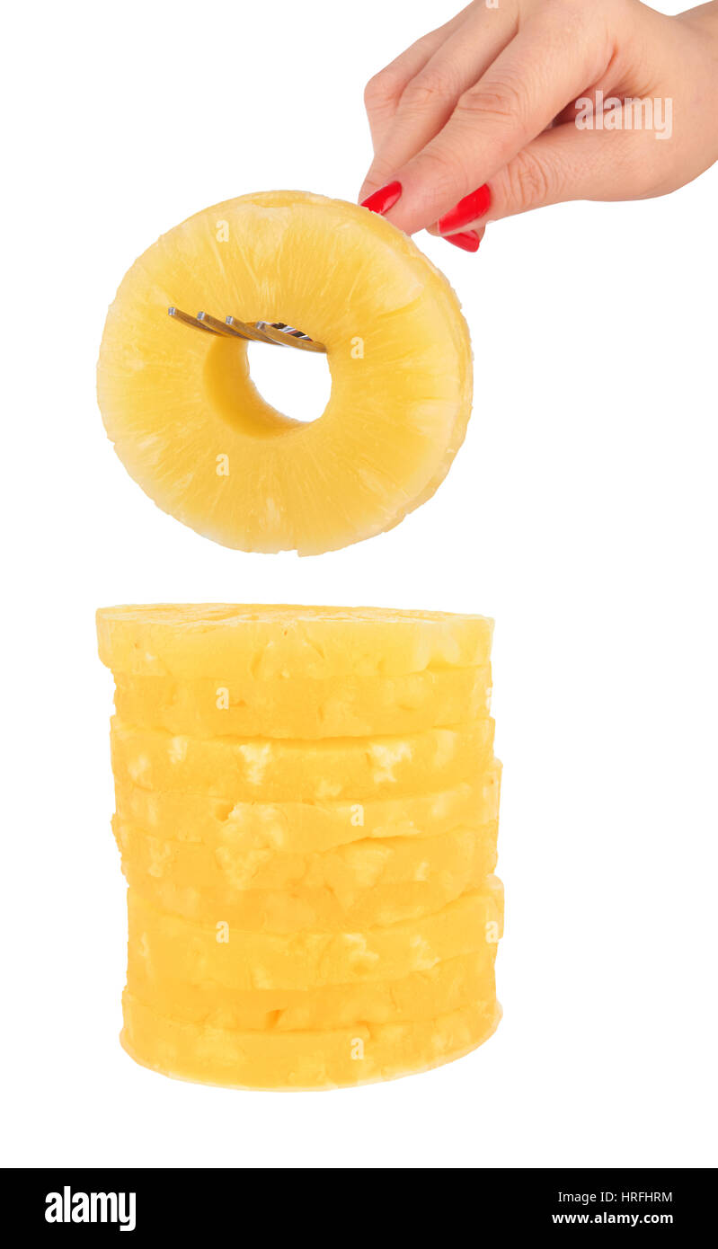 Pineapple rings isolated on a white background Stock Photo - Alamy