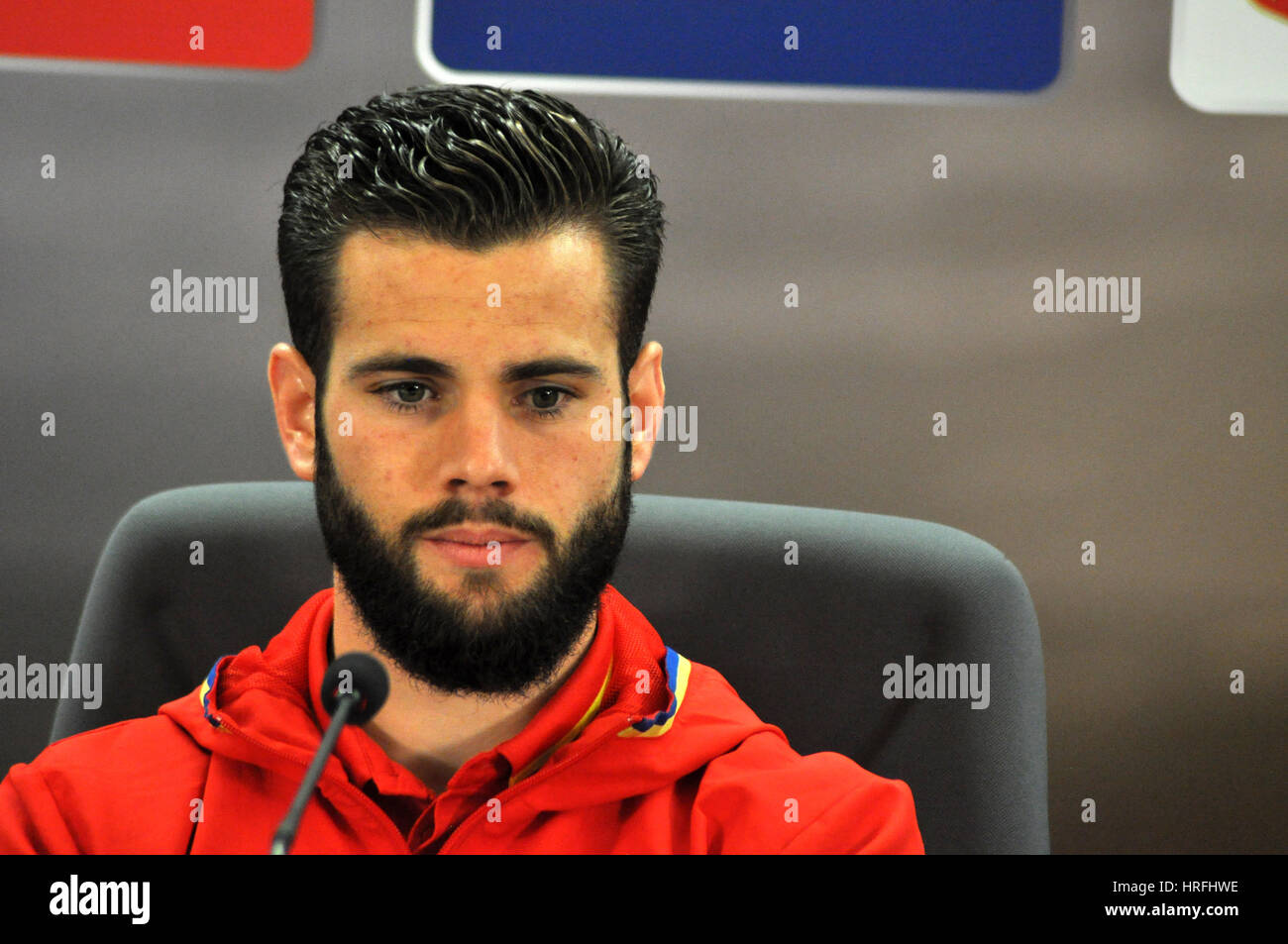 CLUJ-NAPOCA, ROMANIA - MARCH 26, 2016: Spanish football player Nacho ...