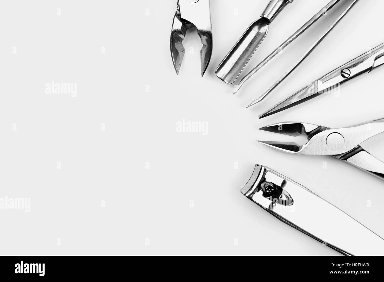 Tools of a manicure set on a white background Stock Photo - Alamy