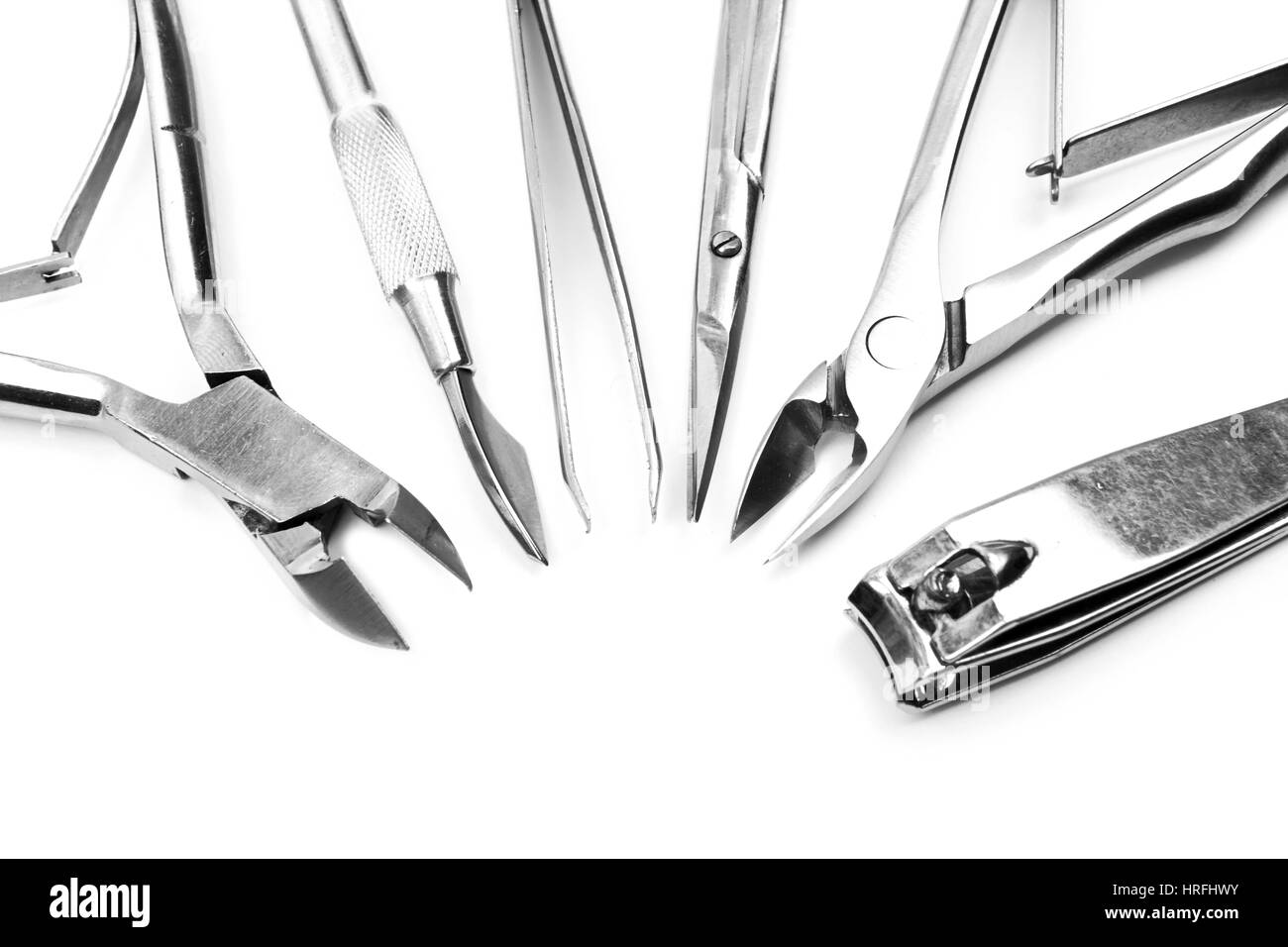 Tools of a manicure set on a white background Stock Photo - Alamy