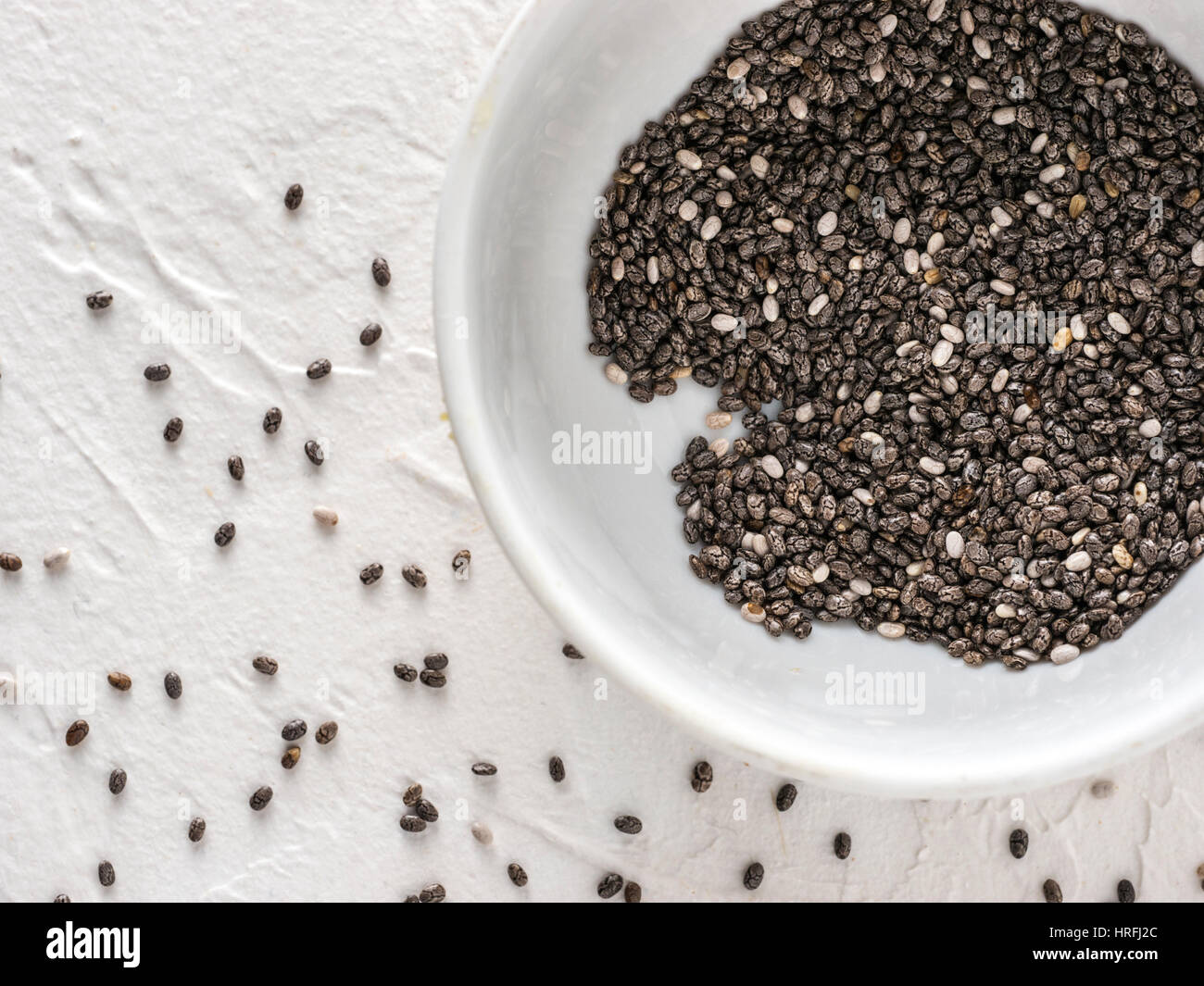 Chia seeds with copy space. Chia seed on white concrete textured ...