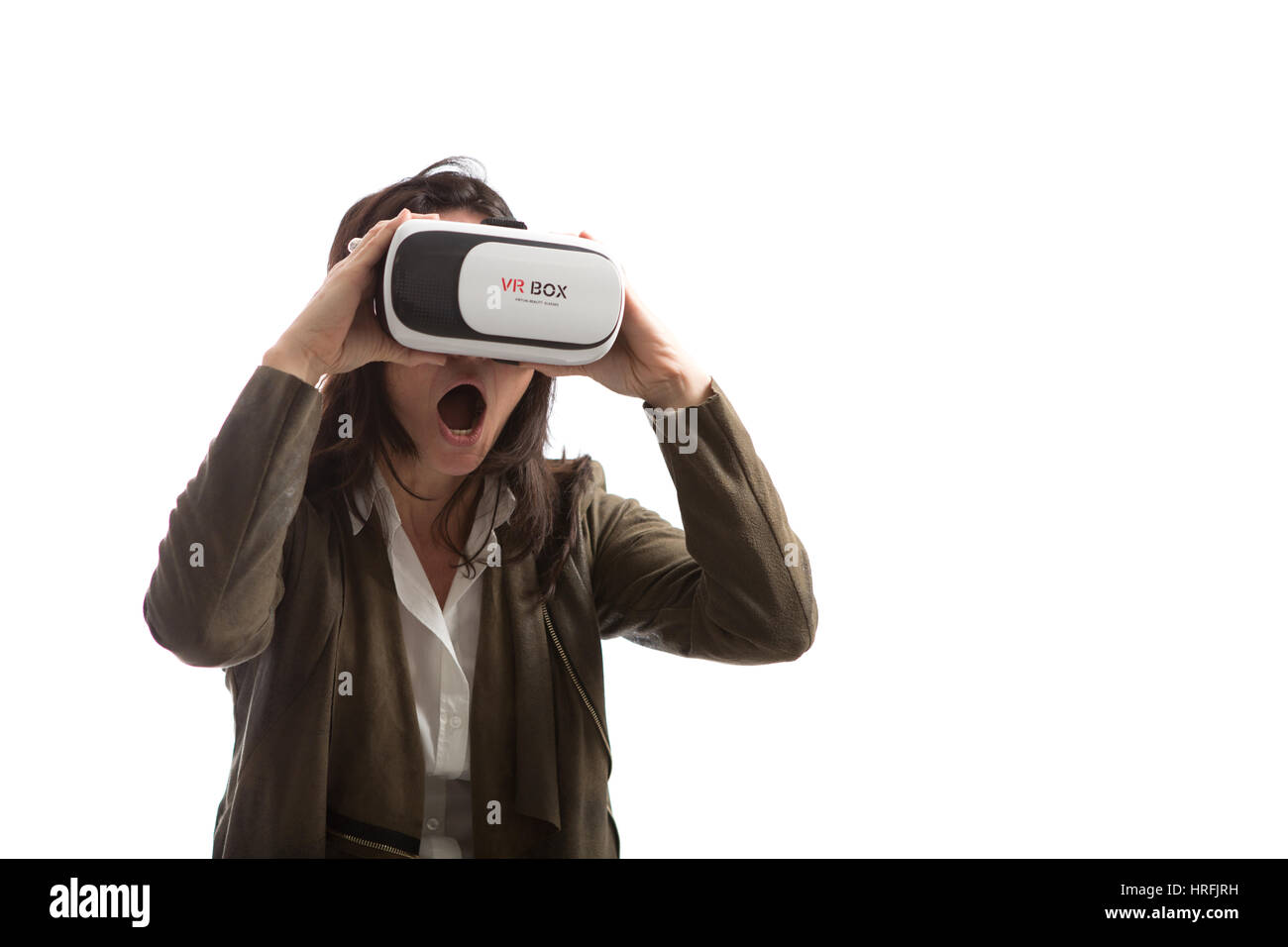 Lady using vr headset hi-res stock photography and images - Alamy