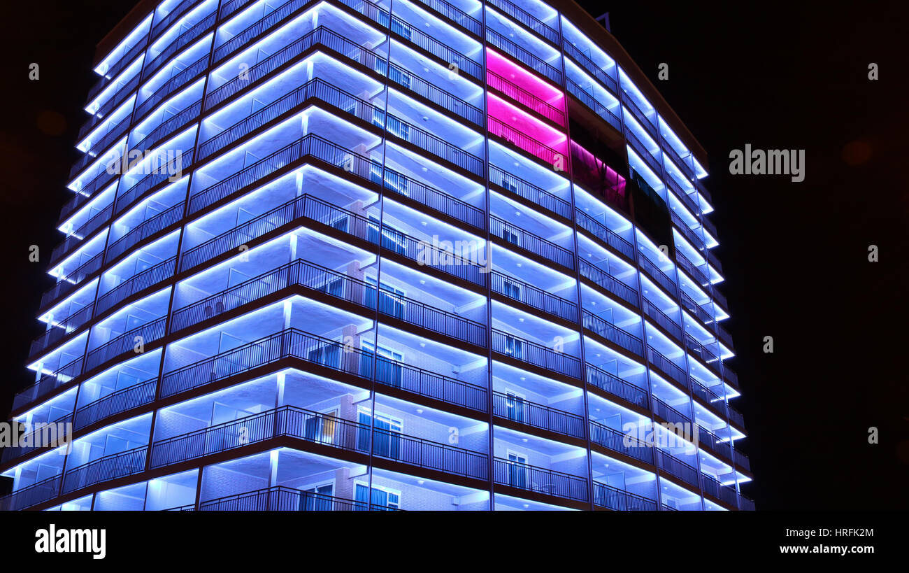 Benidorm building at night Stock Photo - Alamy