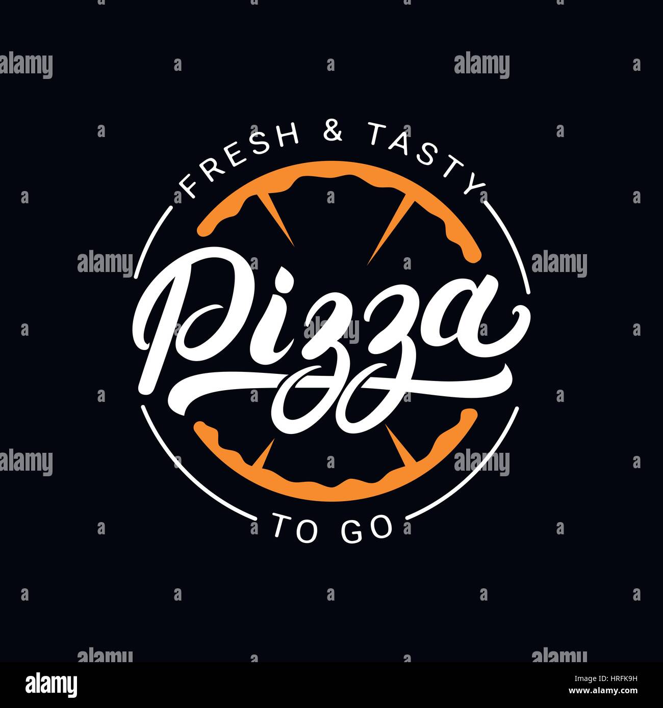 Pizza hand written lettering logo, label, badge. Emblem for fast food ...