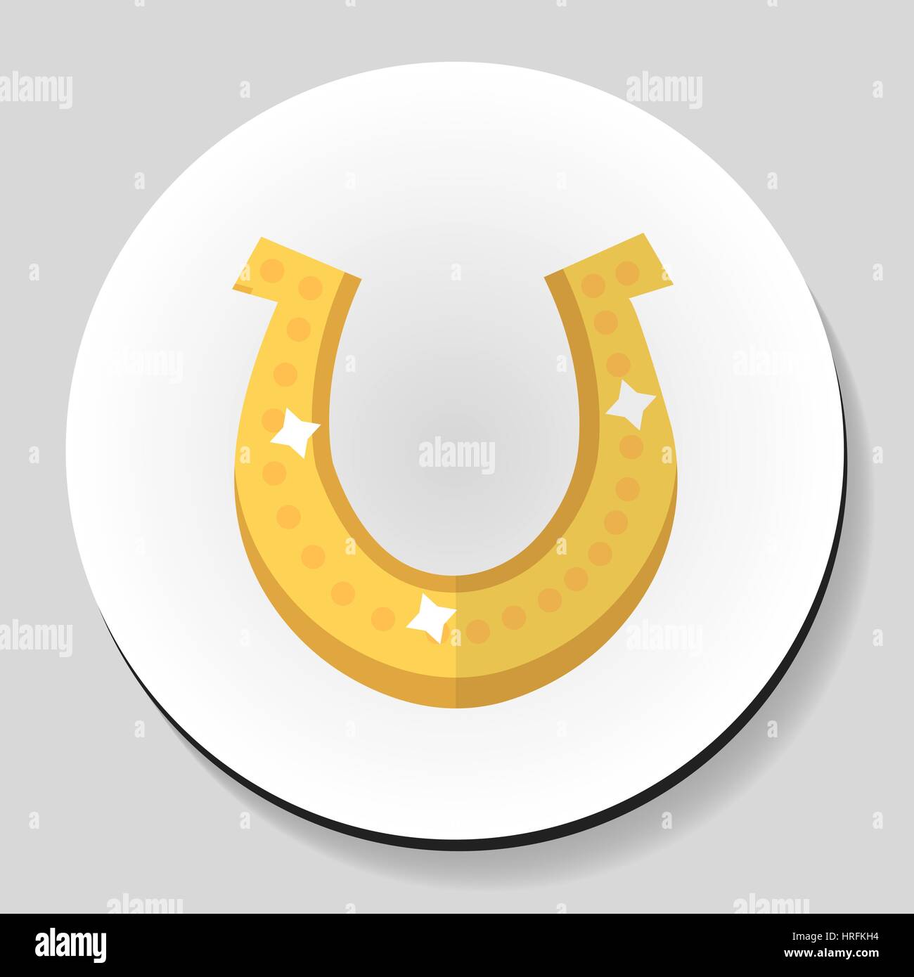 Golden horseshoe for good luck sticker icon flat style. Vector ...