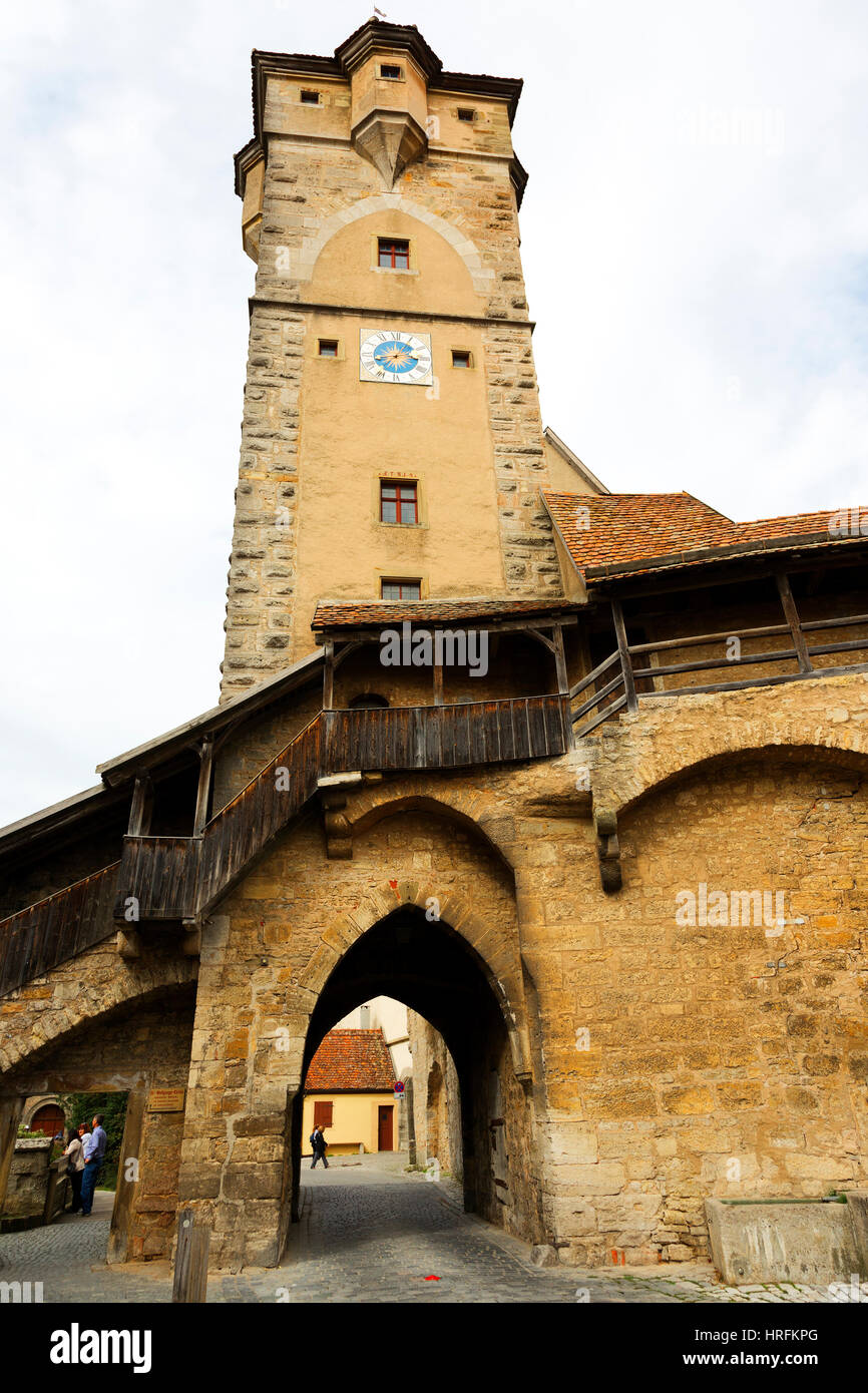 Medieval preserved walled town of Rothenburg ob der Tauber, district of ...