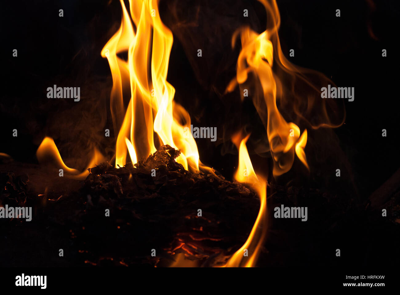 fire flames for background. Camping vacation food cooking Stock Photo ...
