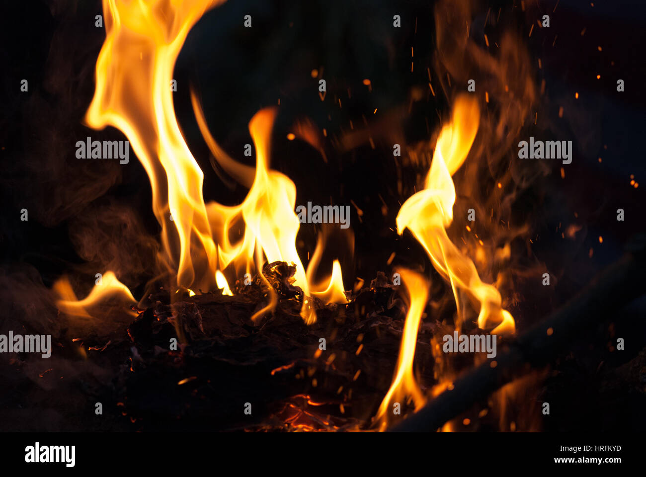 fire flames for background. Camping vacation food cooking Stock Photo ...