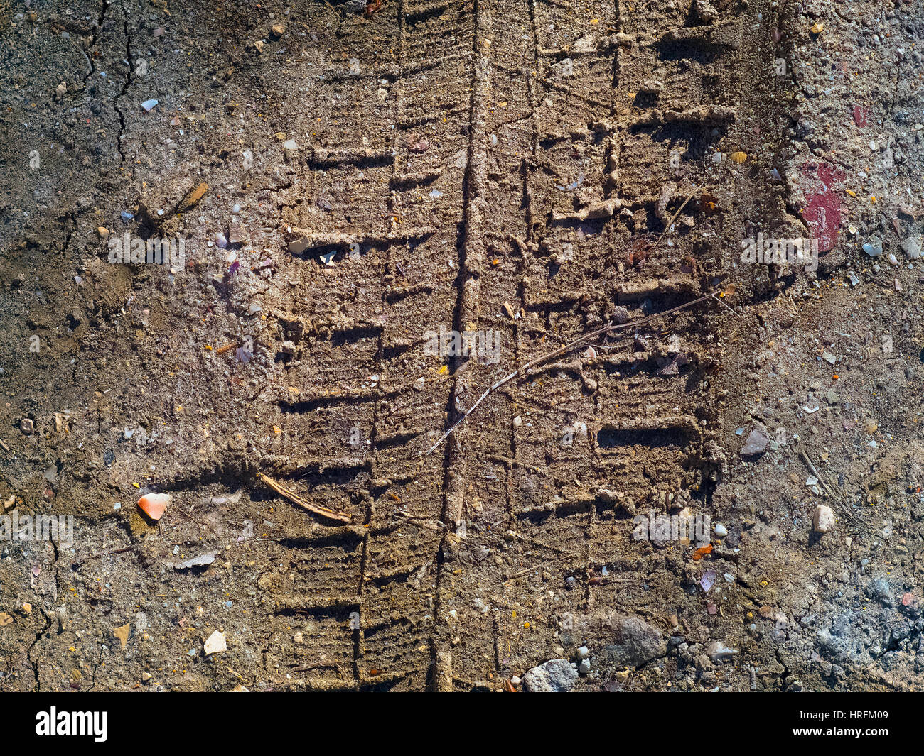 the texture of the print wheels of the machine on the ground Stock ...