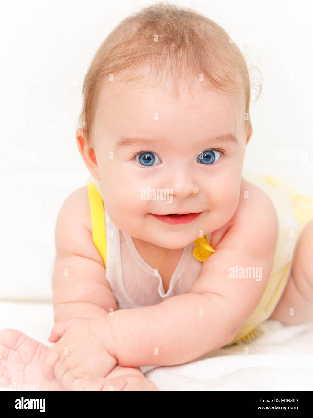 Crawling baby on white background Stock Photo - Alamy