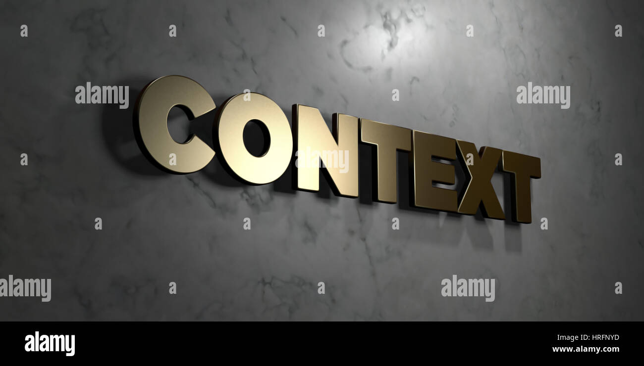 Context - Gold sign mounted on glossy marble wall - 3D rendered royalty ...