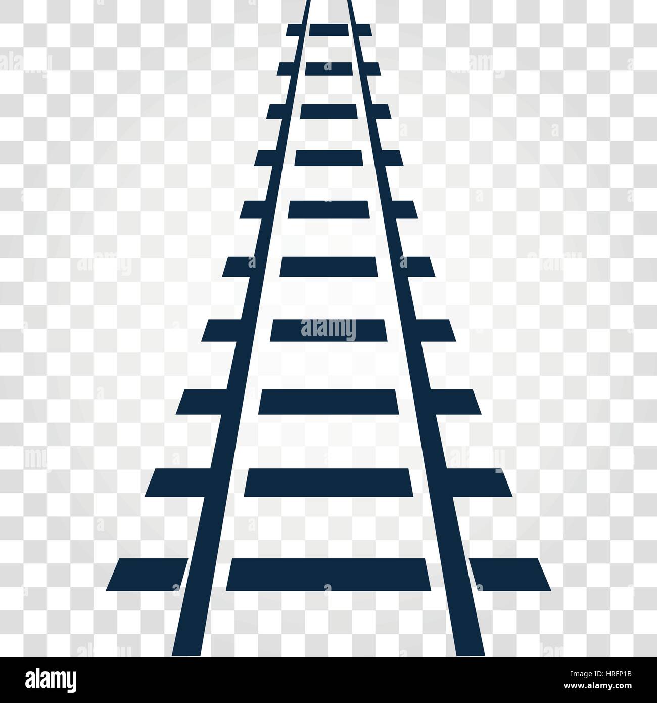 Isolated rails, railway top view, ladder elements vector illustrations on checkered gradient ...