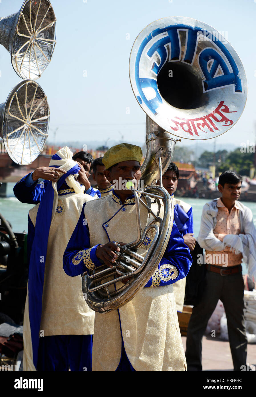 Indian man playing trumpet hi-res stock photography and images - Alamy