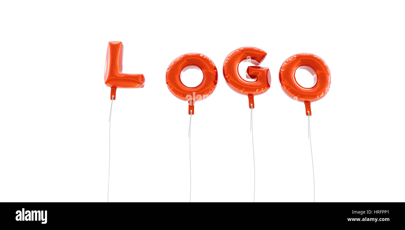 LOGO - word made from red foil balloons - 3D rendered. Can be used for ...