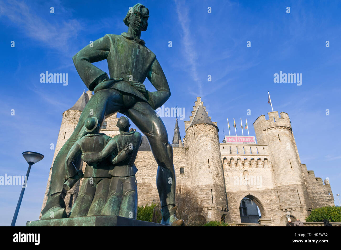 Lange Wapper statue Steen Castle Antwerp Belgium Stock Photo - Alamy