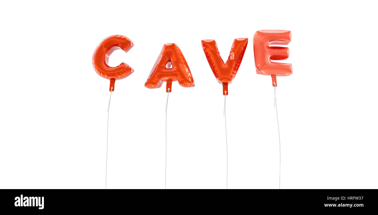 CAVE - word made from red foil balloons - 3D rendered. Can be used for ...