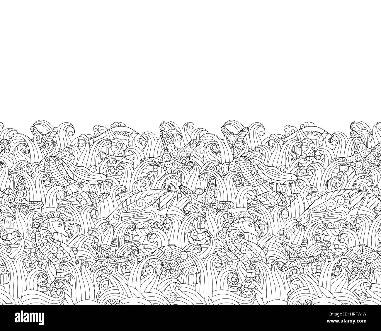 Seamless border of various sea life Stock Vector Image & Art - Alamy