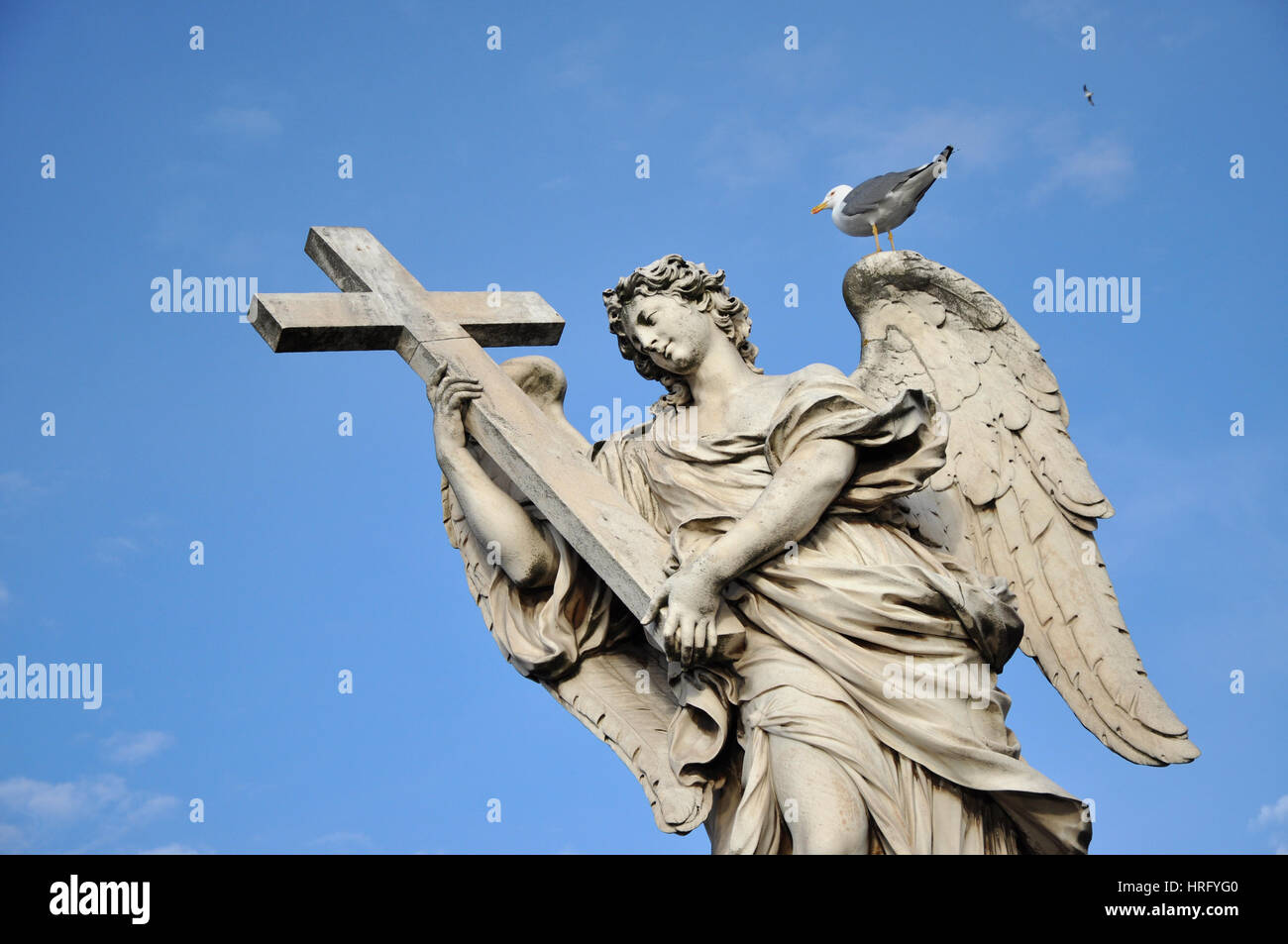 Angel with the Cross. Statue on the Ponte Sant' Angelo bridge, Rome ...