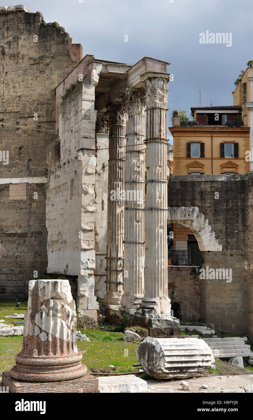 Stone columns in the Imperial forum of Emperor Augustus. Rome, Italy ...