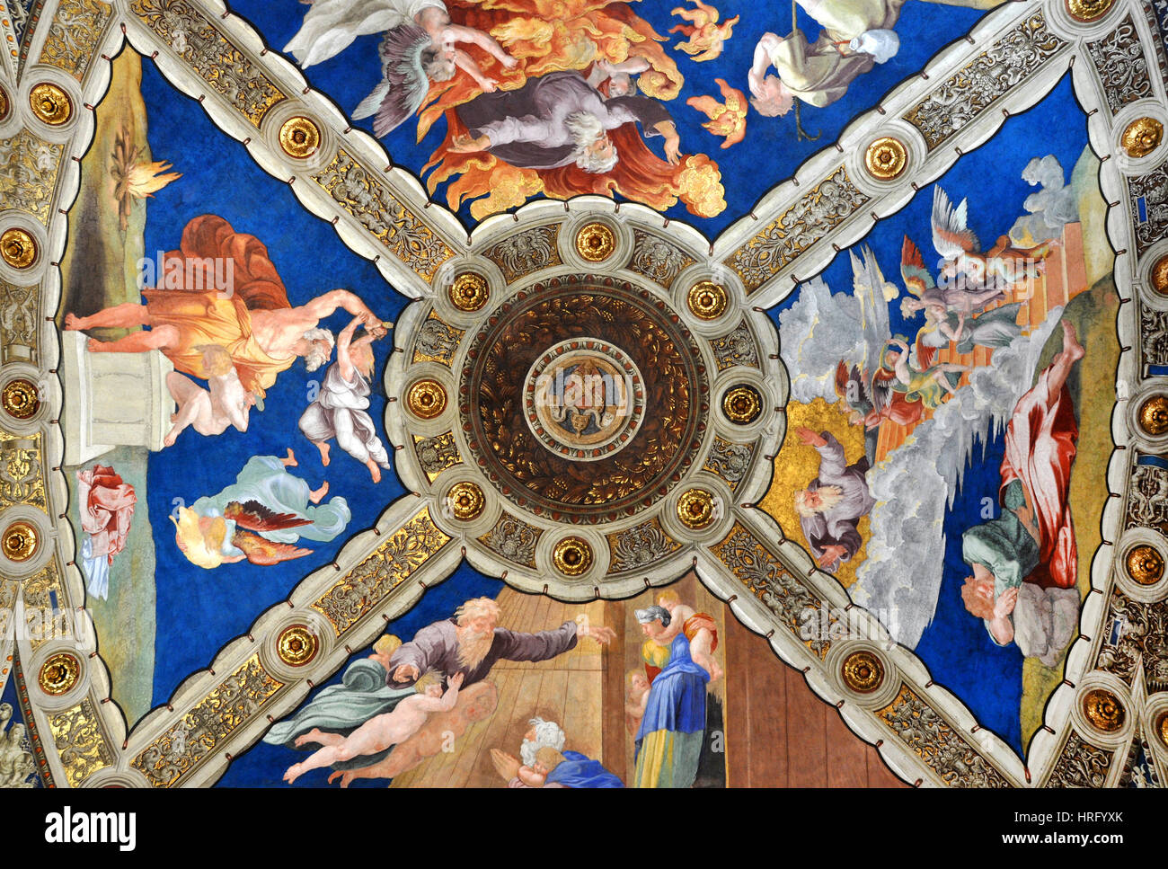 VATICAN, ITALY - MARCH 14, 2016: The ceilings of the Raphael rooms are ...