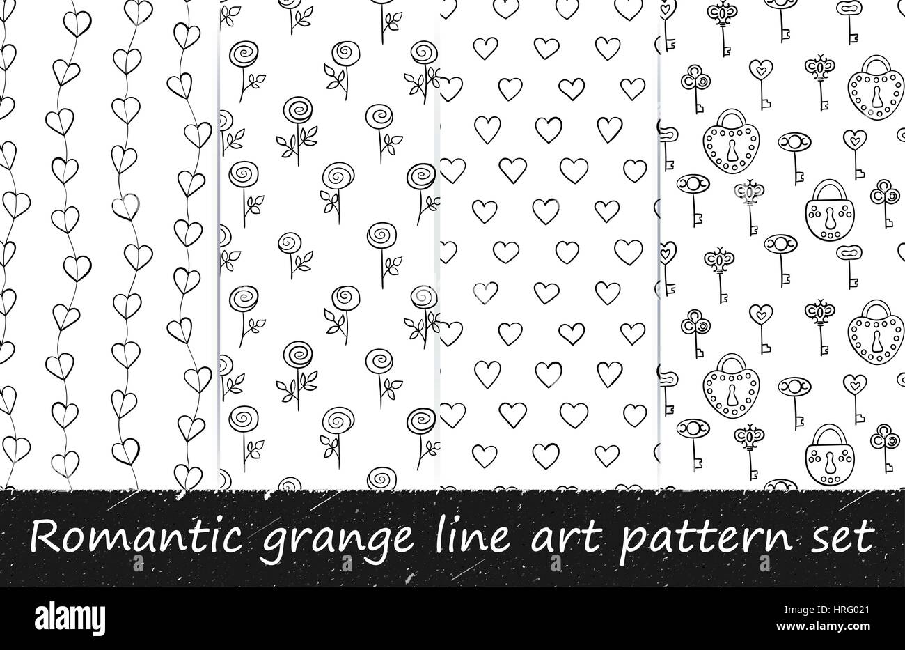 Romantic grunge line art pattern set Stock Vector Image & Art - Alamy