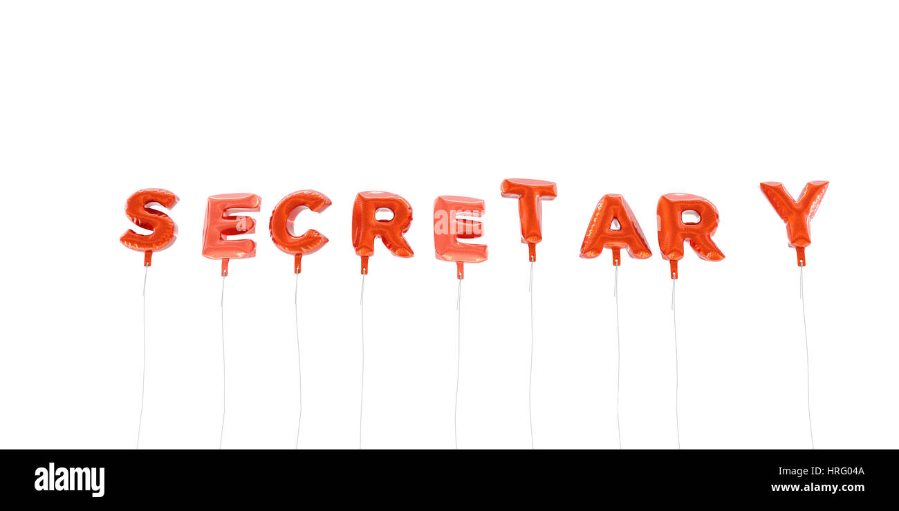 SECRETARY - word made from red foil balloons - 3D rendered. Can be used ...