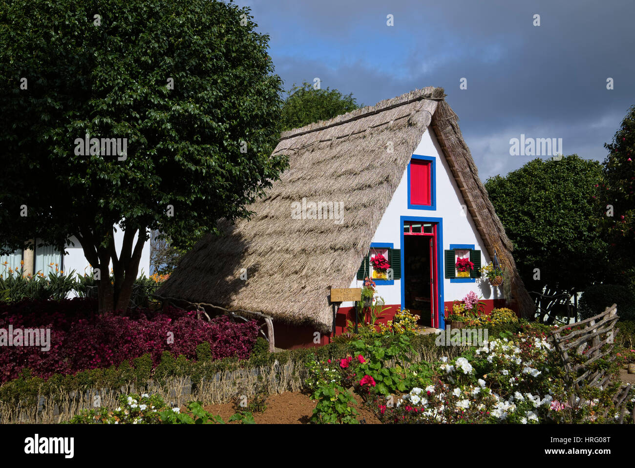 Traditional reed roof farmhouse, Santana, Madeira, Portugal Stock Photo ...