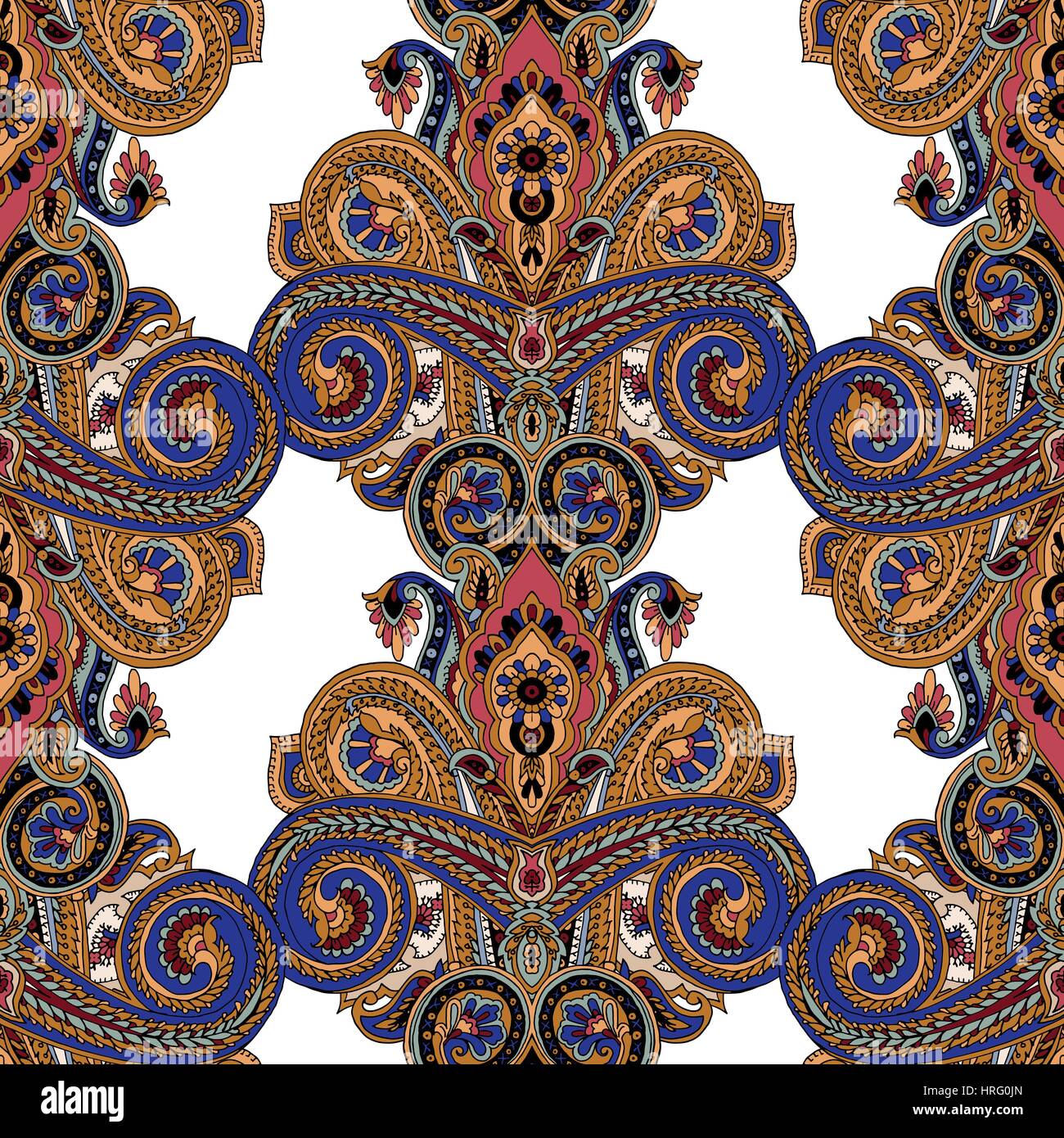 Abstract geometric seamless paisley pattern. Traditional ethnic ...