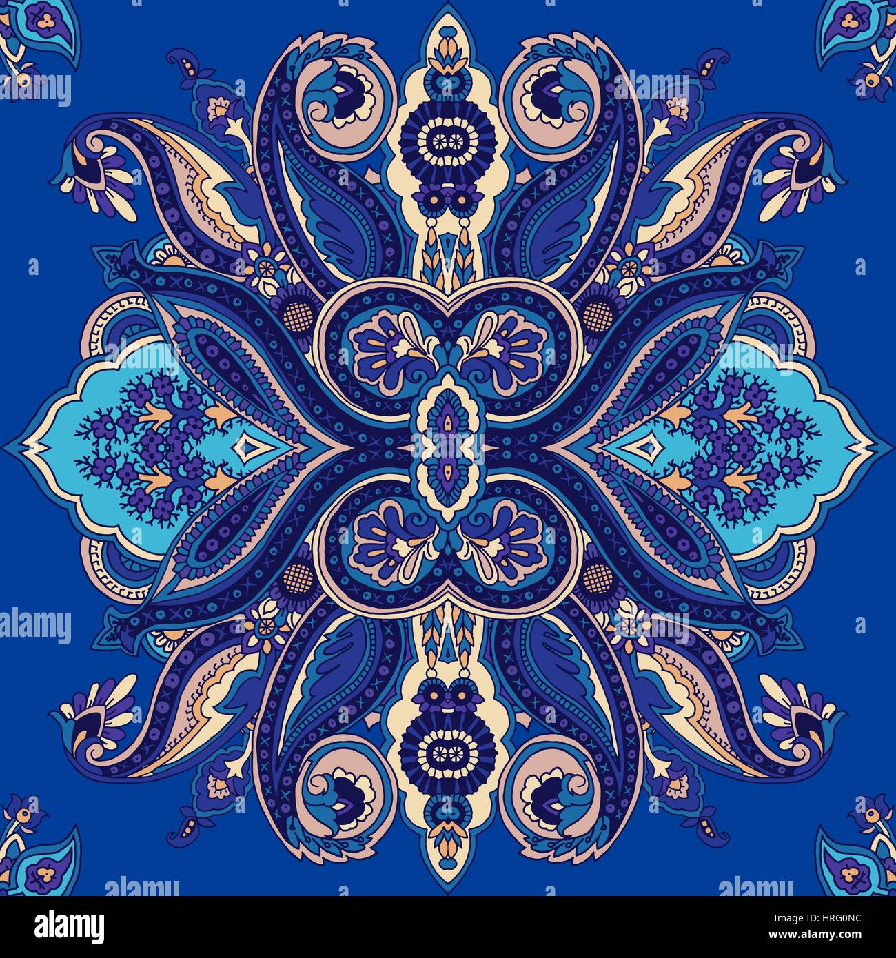 Circular Abstract Geometric Seamless Paisley Pattern Traditional