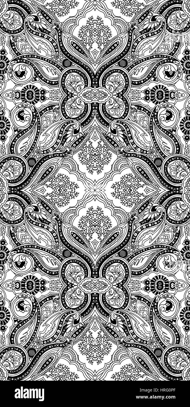 Abstract Geometric Seamless Paisley Pattern Traditional Oriental
