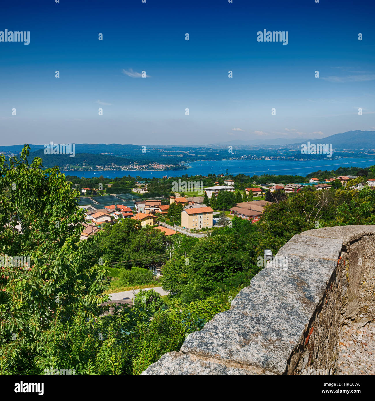 in italy landscape panorama of lake and mountain hill beautiful ...