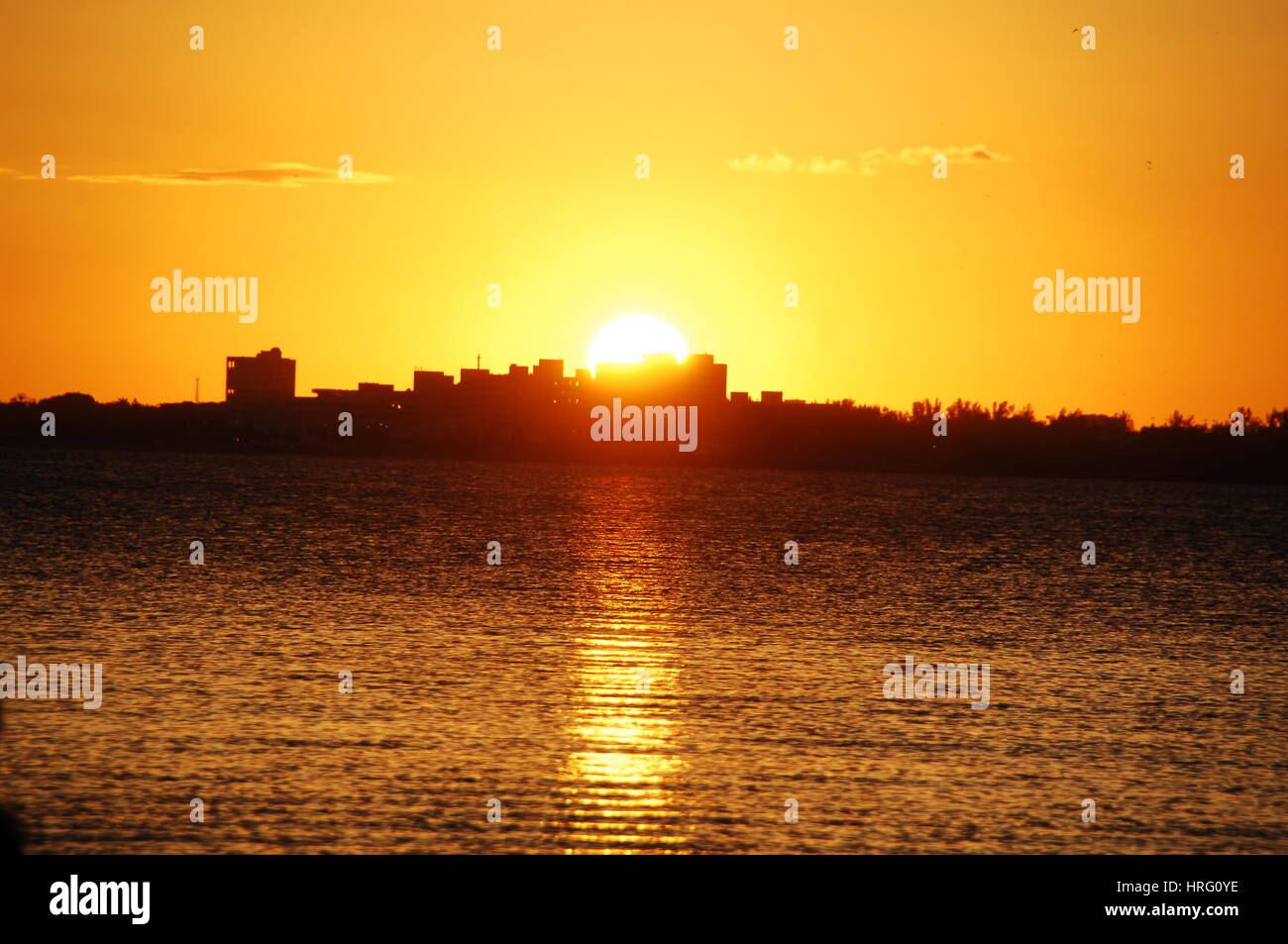 Miami cityscape skyline at dawn sunrise with dark clouds, Florida, USA ...