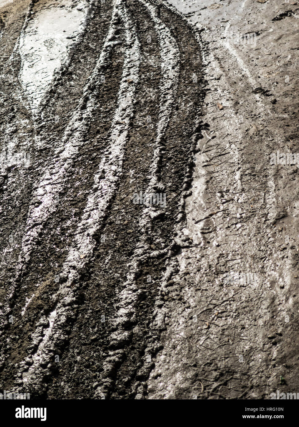 Wheel tracks on the soil Stock Photo - Alamy