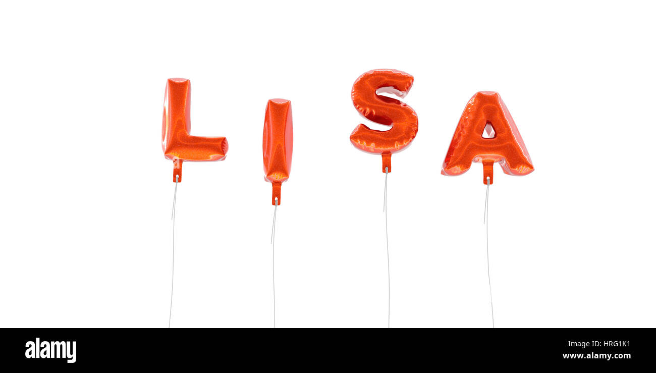 LISA - word made from red foil balloons - 3D rendered. Can be used for ...