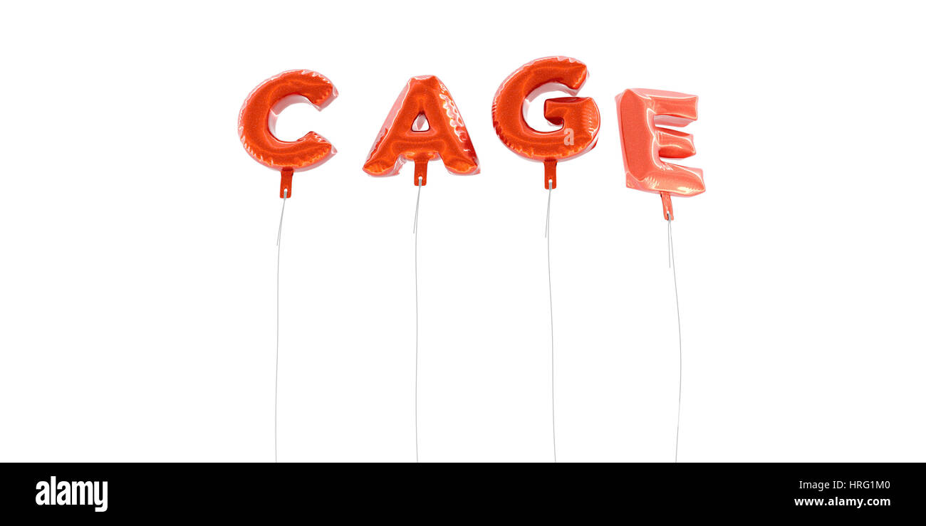 CAGE - word made from red foil balloons - 3D rendered. Can be used for ...