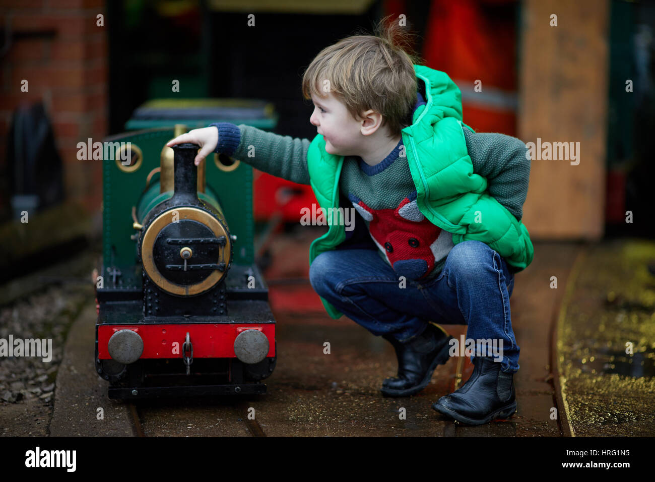 Miniature narrow gauge ride on steam railway train at Crewe Heritage ...