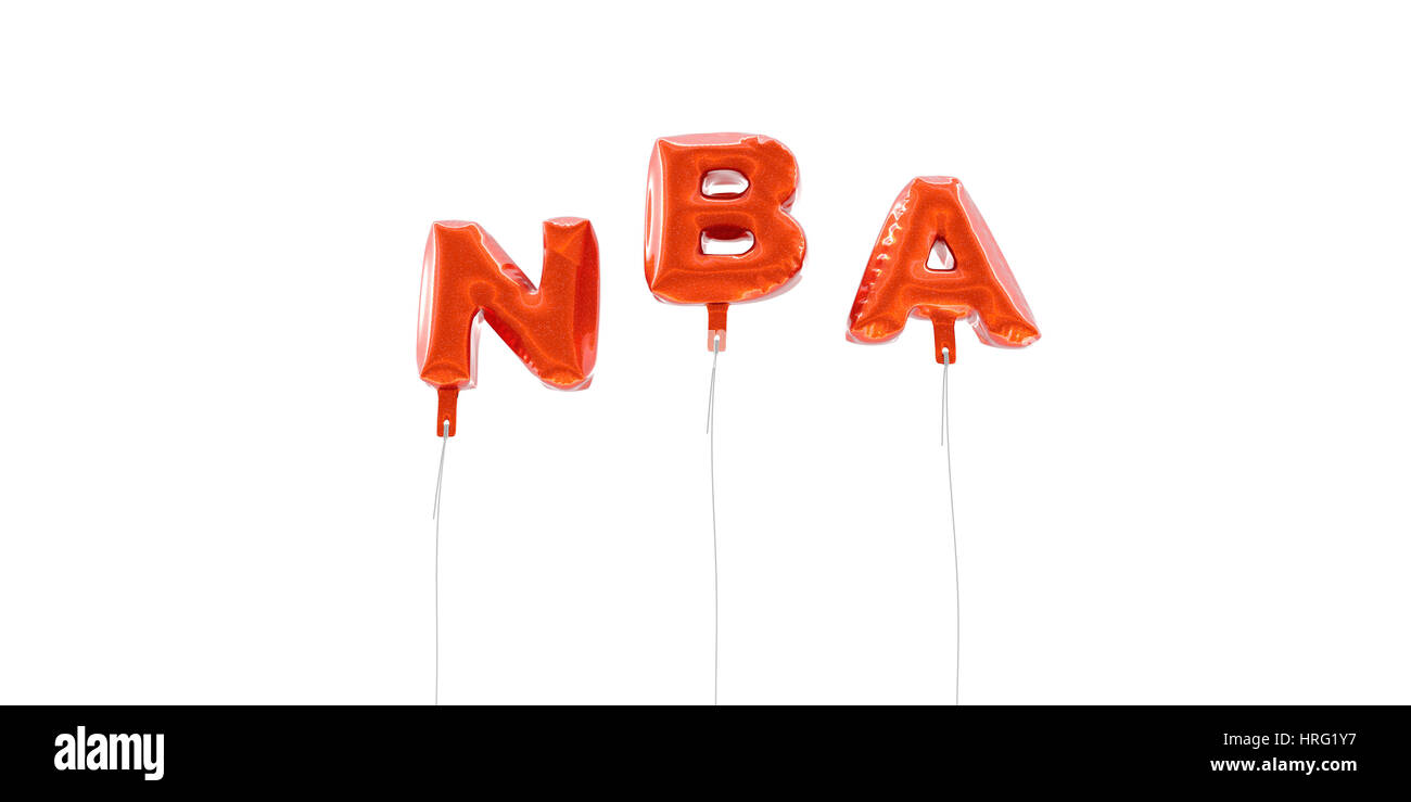 NBA - word made from red foil balloons - 3D rendered. Can be used for ...