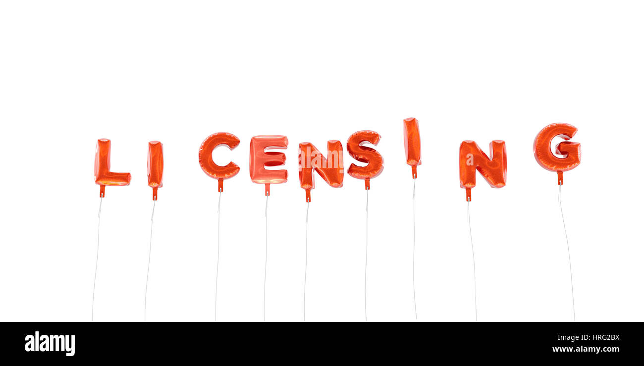 LICENSING - word made from red foil balloons - 3D rendered. Can be used ...