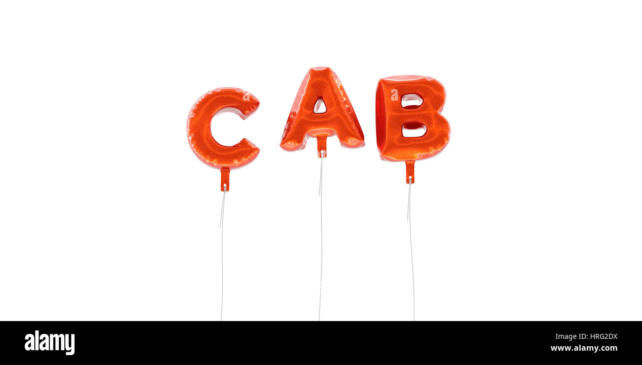 CAB - word made from red foil balloons - 3D rendered. Can be used for ...