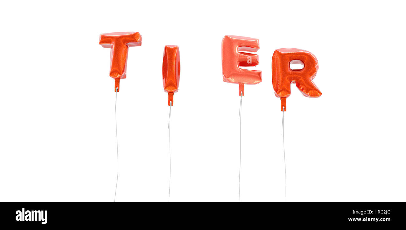 TIER - word made from red foil balloons - 3D rendered. Can be used for ...