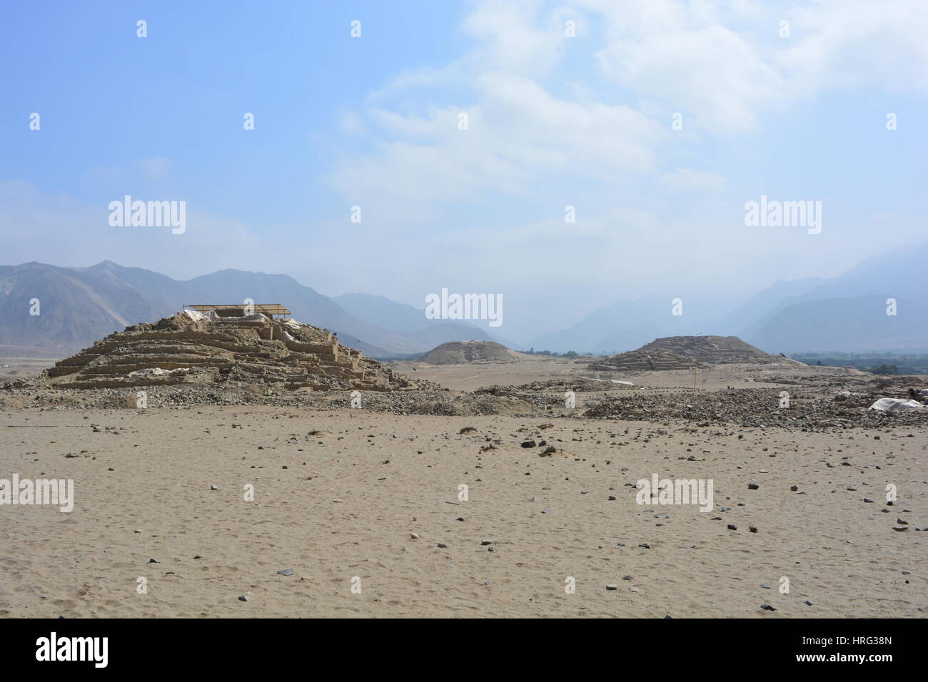 Ruins of the ancient civilization of Caral Supe, in Peru Stock Photo ...