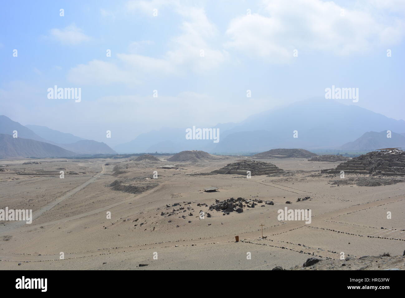 Ruins of the ancient civilization of Caral Supe, in Peru Stock Photo ...