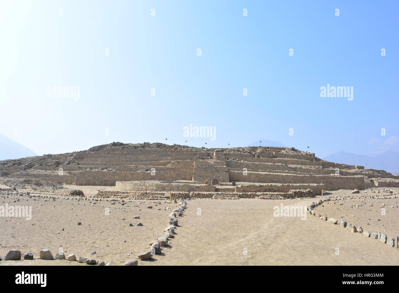 Ruins of the ancient civilization of Caral Supe, in Peru Stock Photo ...