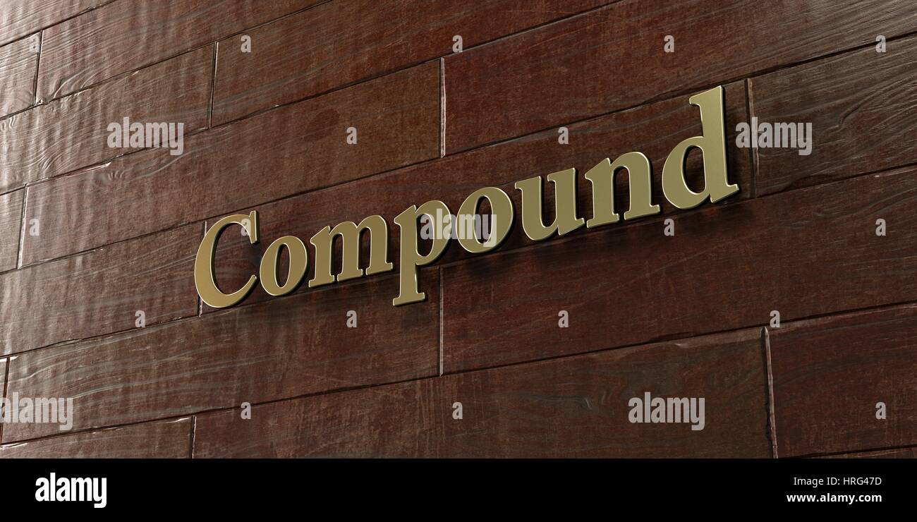 Compound - Bronze plaque mounted on maple wood wall - 3D rendered ...