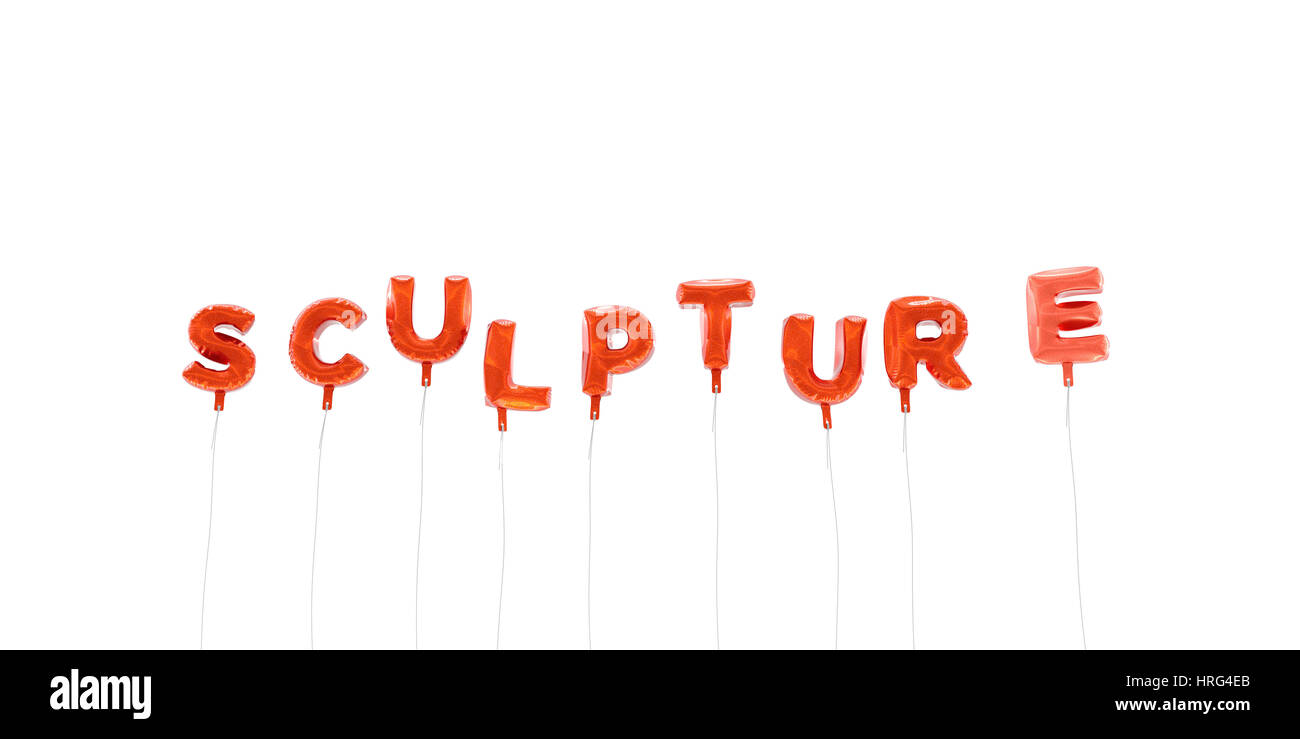 SCULPTURE - word made from red foil balloons - 3D rendered. Can be used ...