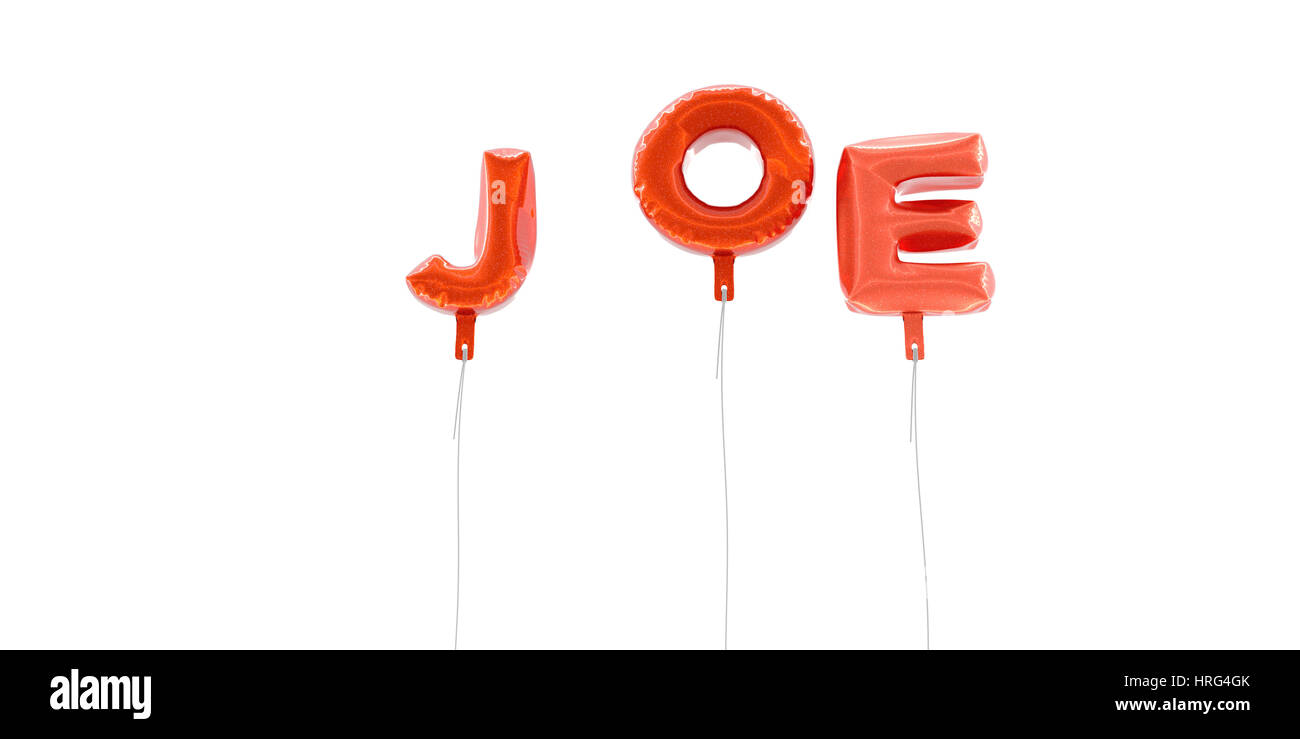 JOE - word made from red foil balloons - 3D rendered. Can be used for ...