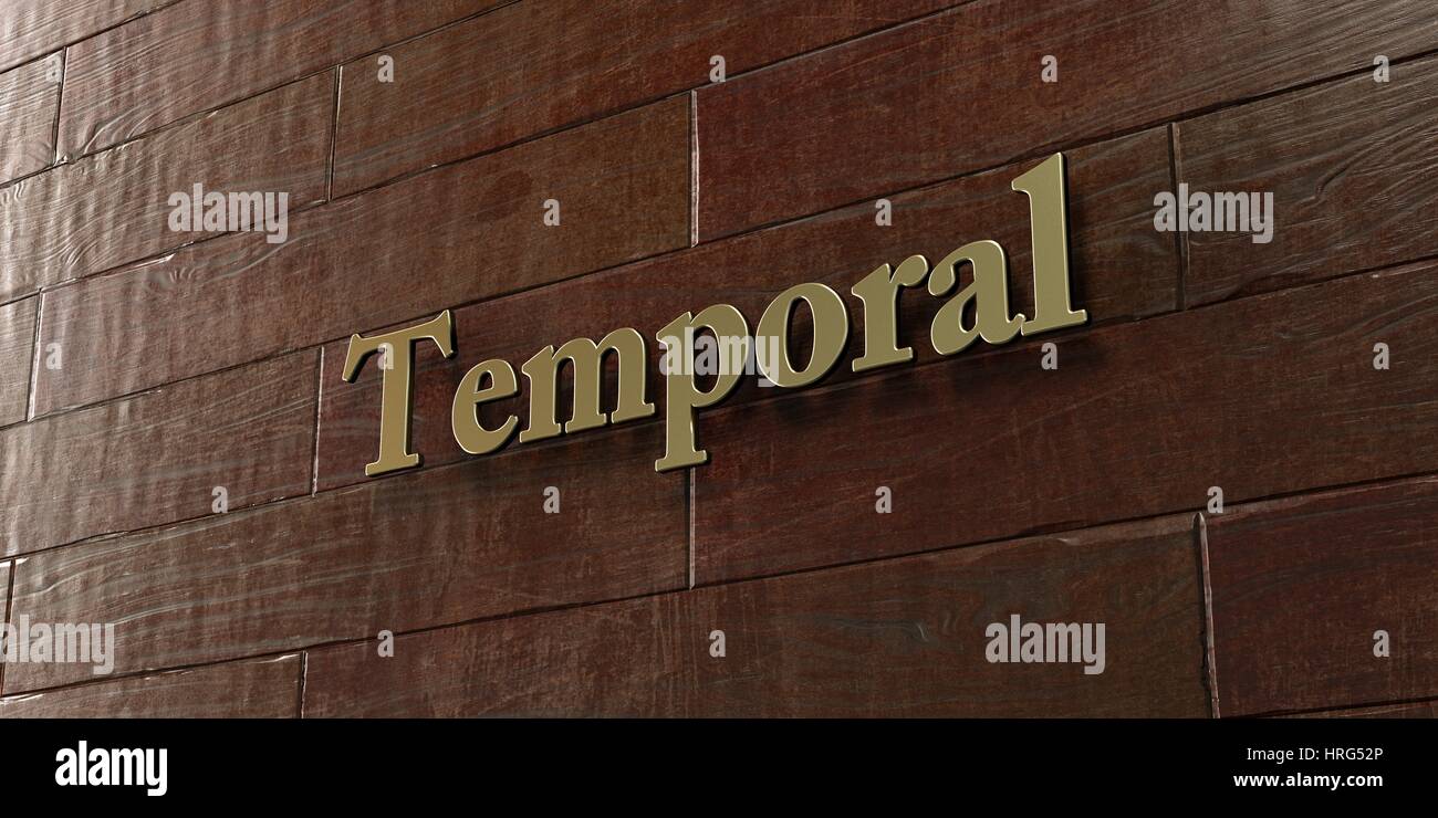 Temporal - Bronze plaque mounted on maple wood wall - 3D rendered ...