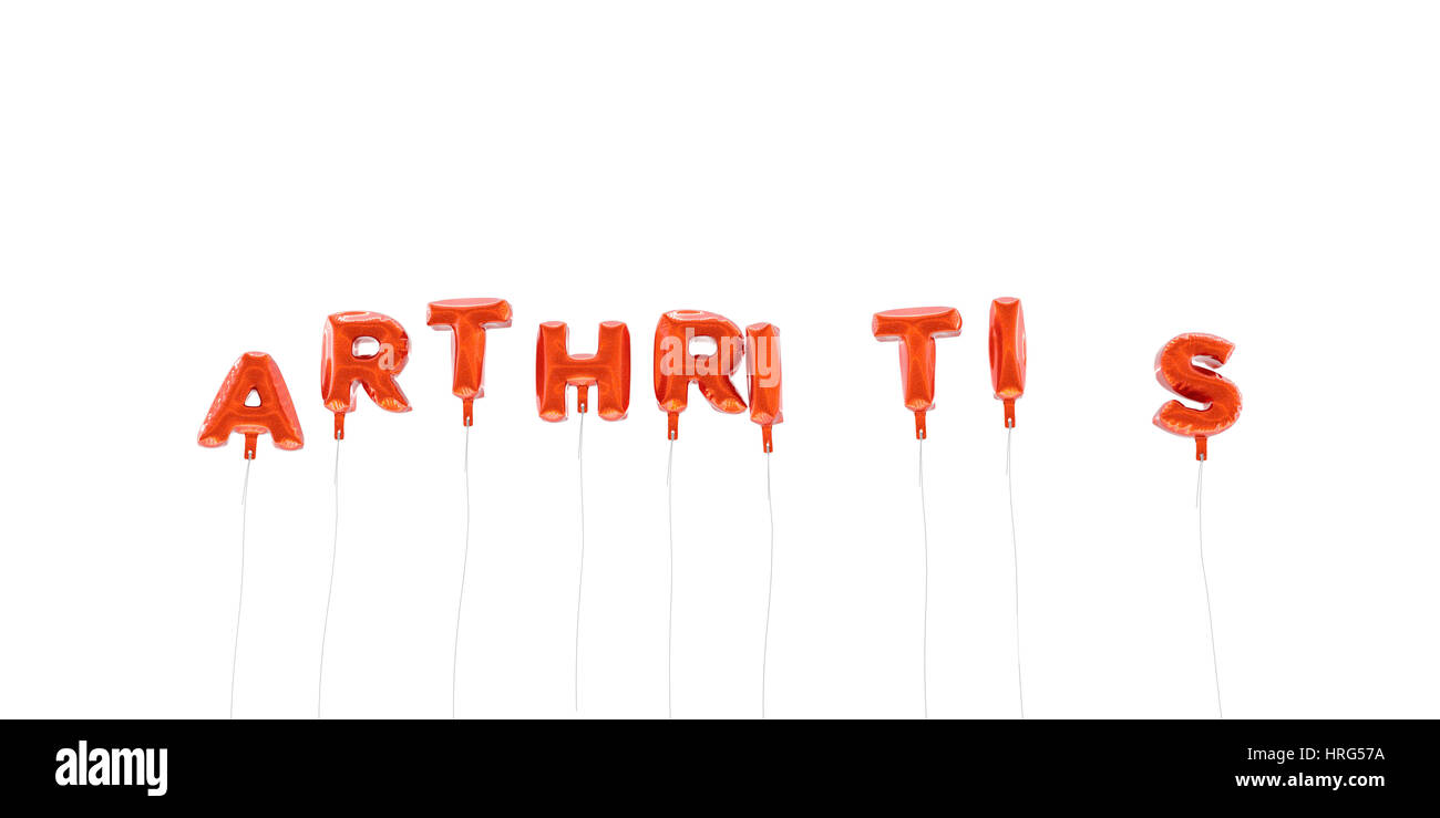 ARTHRITIS - word made from red foil balloons - 3D rendered. Can be used ...