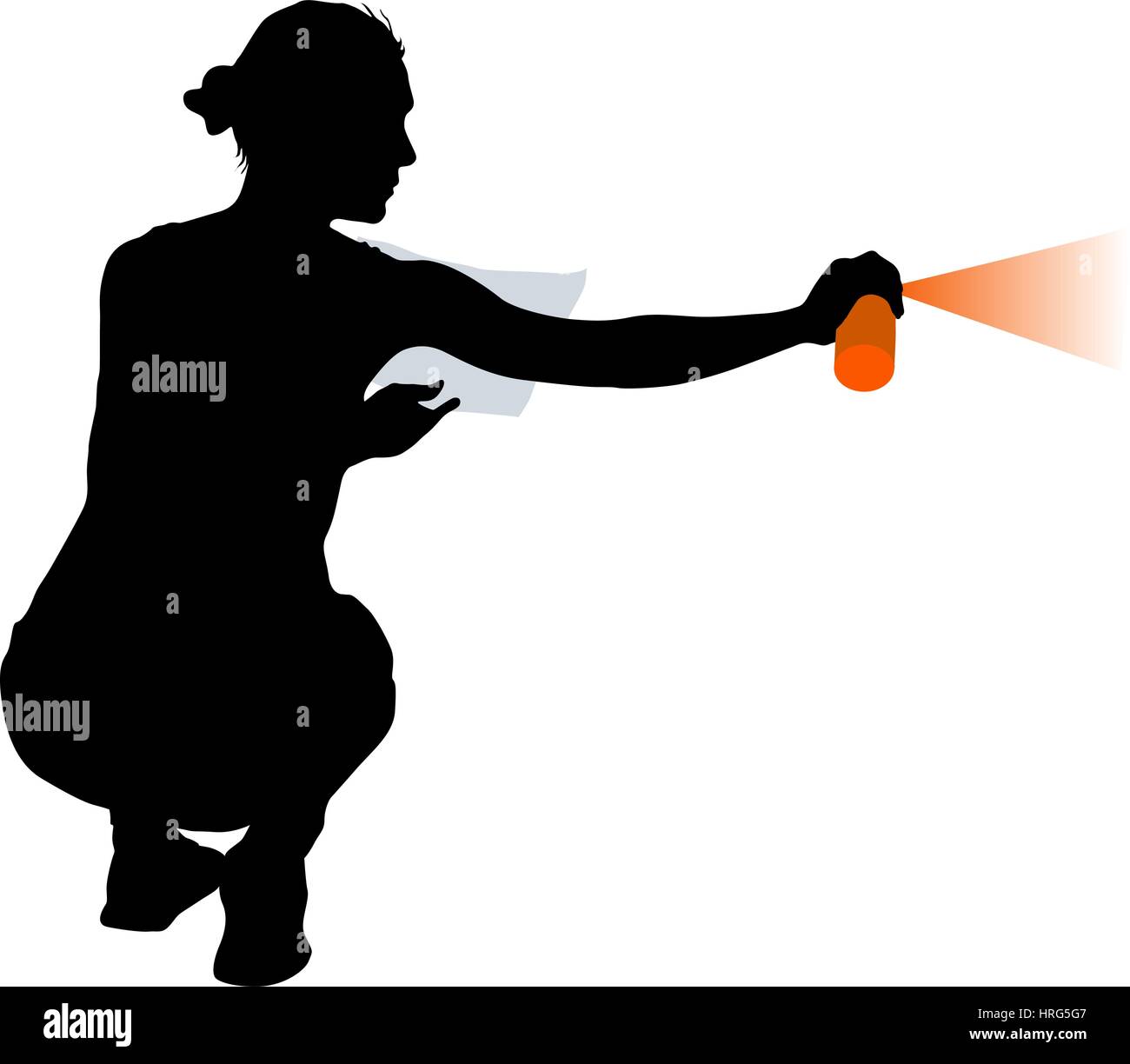 Silhouette woman holding a spray on a white background. Vector ...