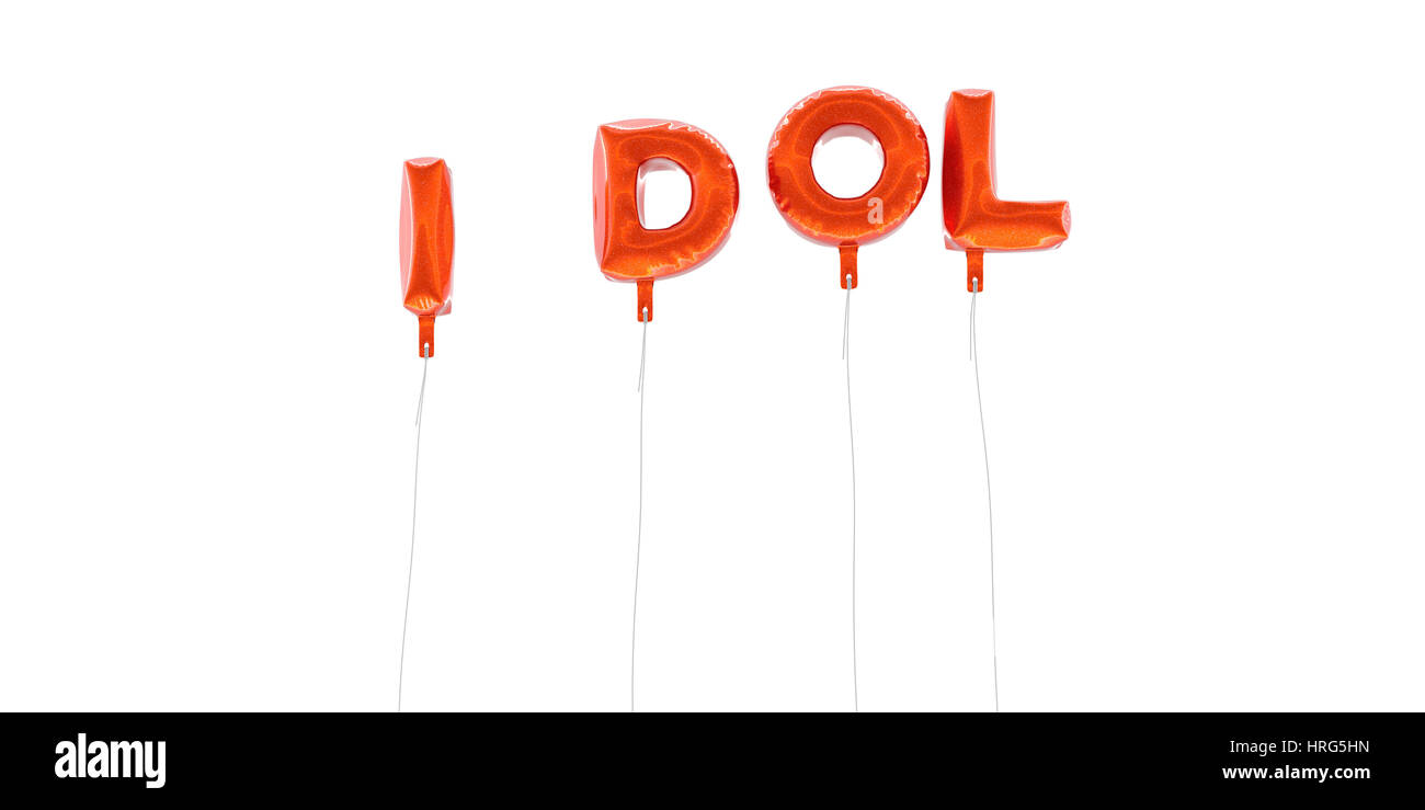 IDOL - word made from red foil balloons - 3D rendered. Can be used for ...